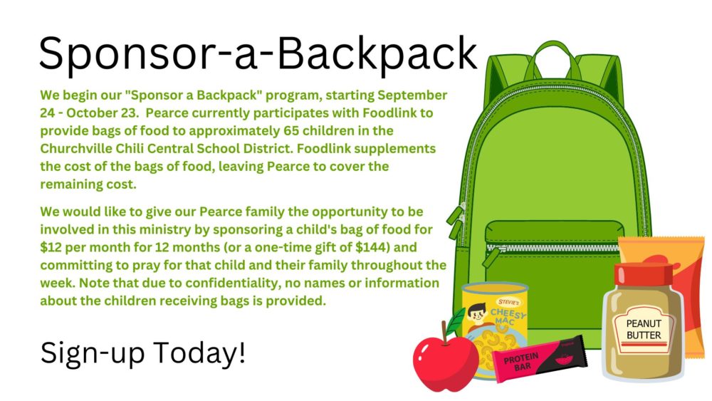 Adopt-a-Backpack – Pearce Church – Rochester, NY